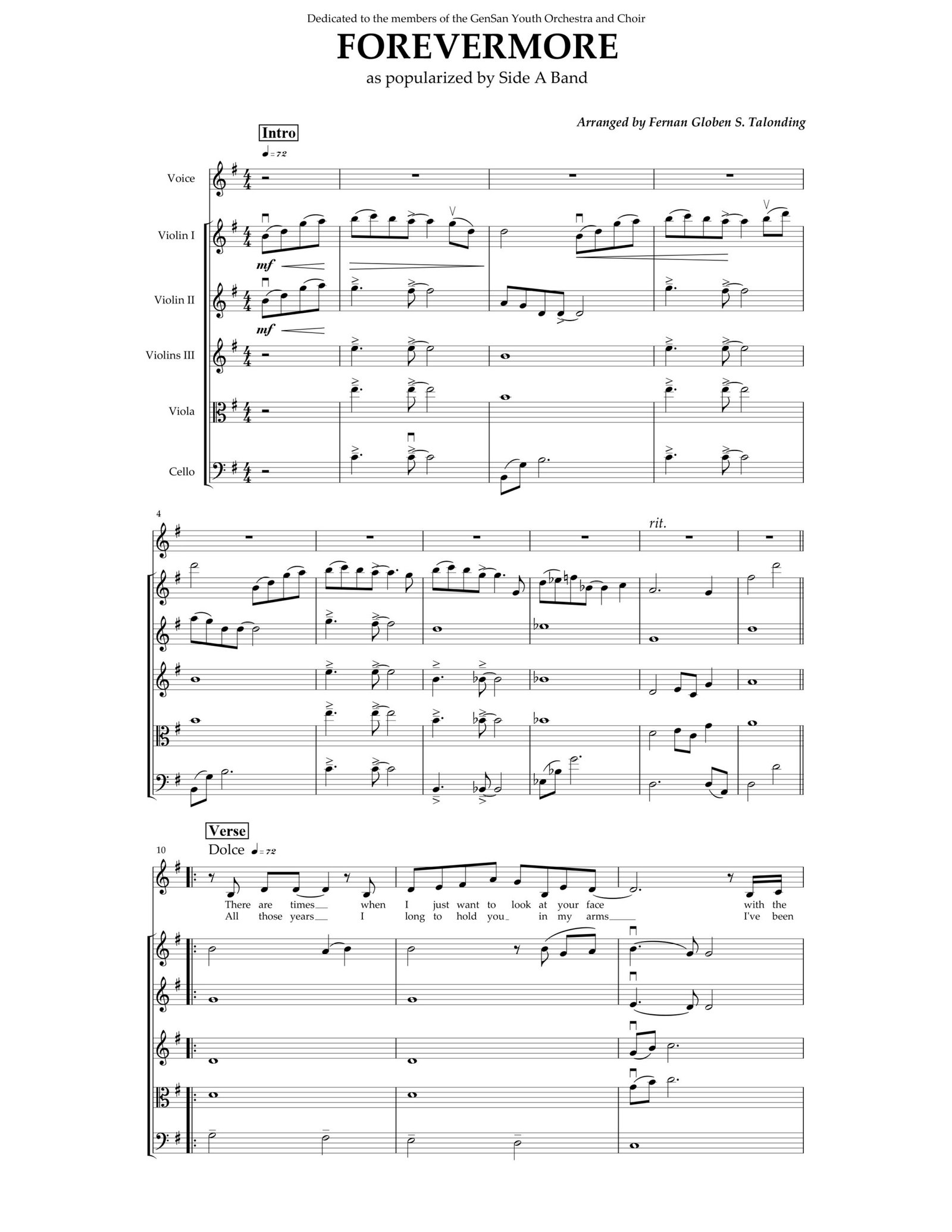 Forevermore by Side A (String Quartet 1 Singer) | GenSan Artists